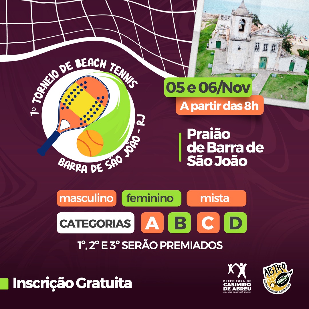 Barra de São João: 1º Torneio de Beach Tennis acontece nos dias 5 e 6 ...